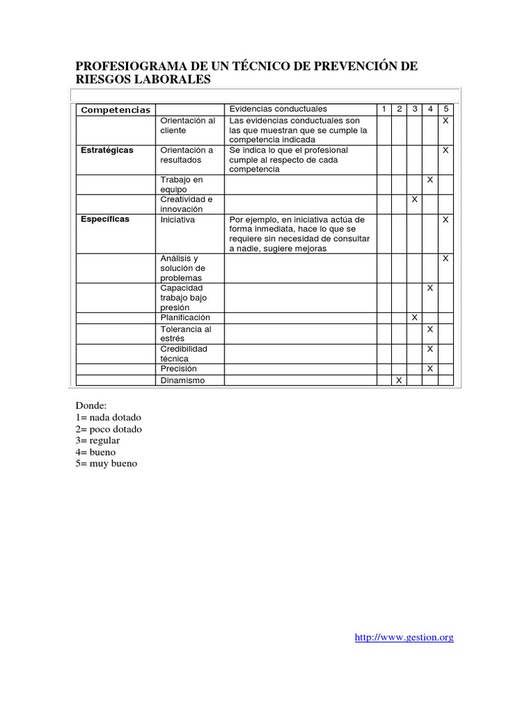 Profesiograma de Un Tecnico de Prevencion de Riesgos Laborales | PDF