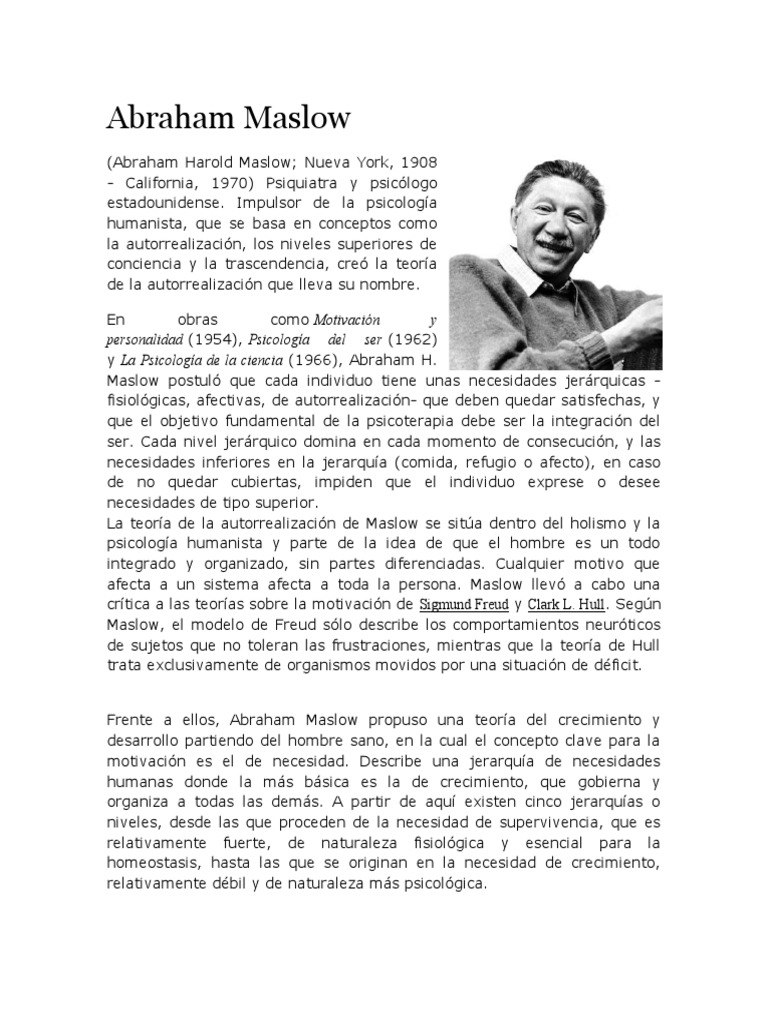 Abraham Maslow | PDF | Psicología Social | Sicología