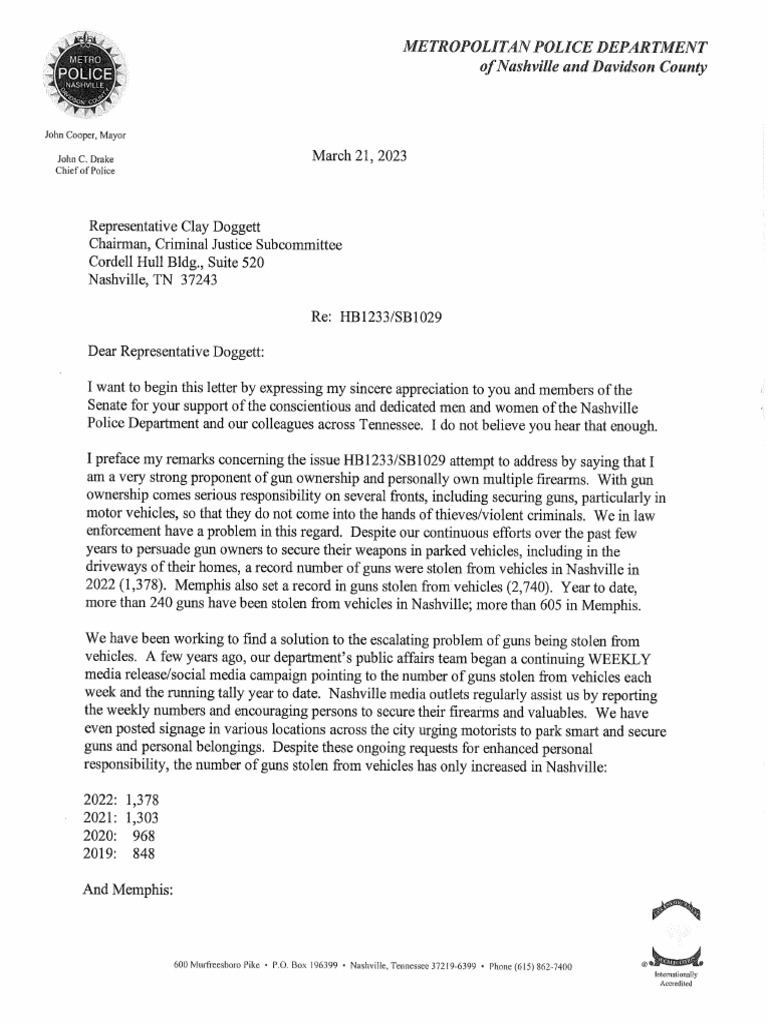 Chief Drake Letter | PDF