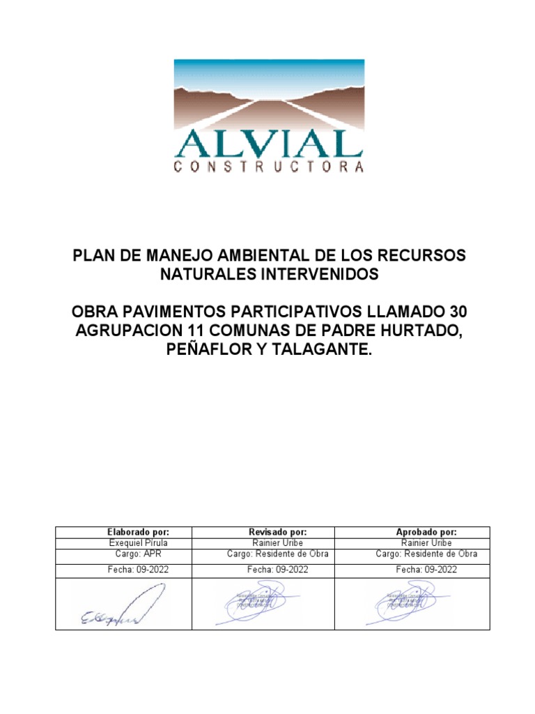 1) Plan de Manejo Ambiental Alvial 2022 | PDF | La contaminación del ...