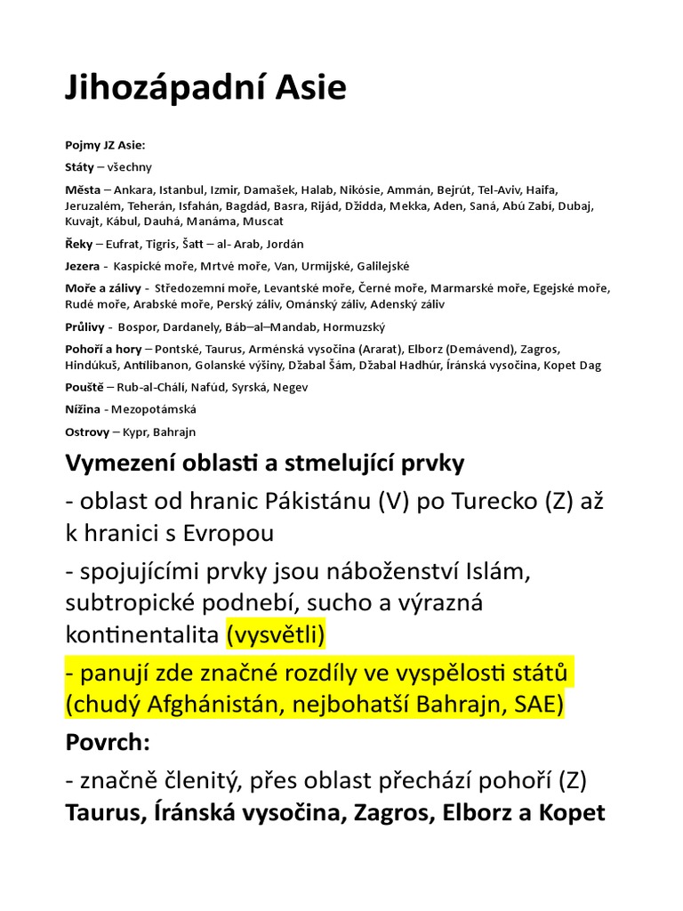 02 Jihozápadni Asie FG podmínky | PDF