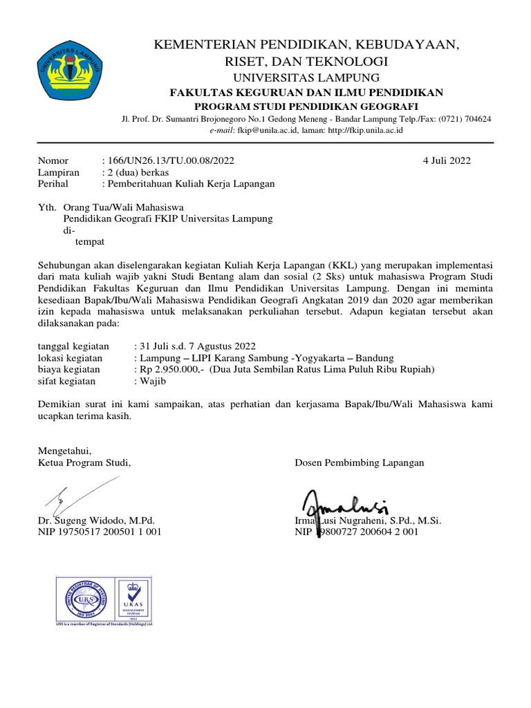 Surat Pernyataan KKL Geografi 2019 2020 | PDF