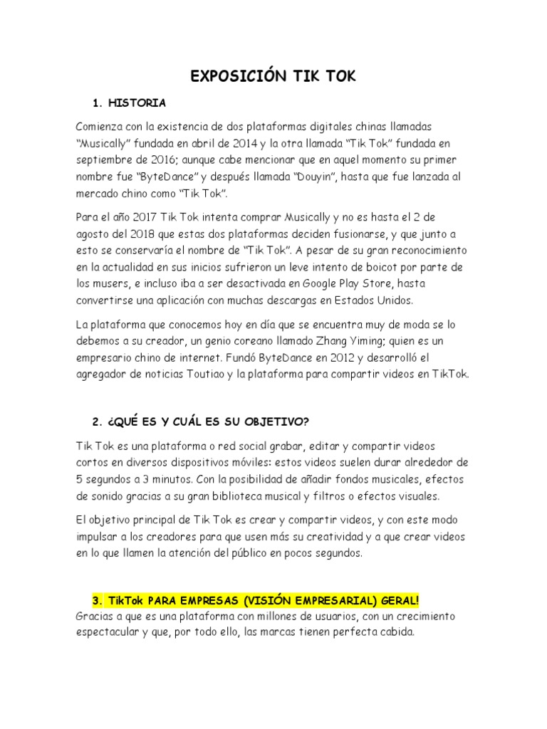 Exposición Tik Tok | PDF | Marca | Informática