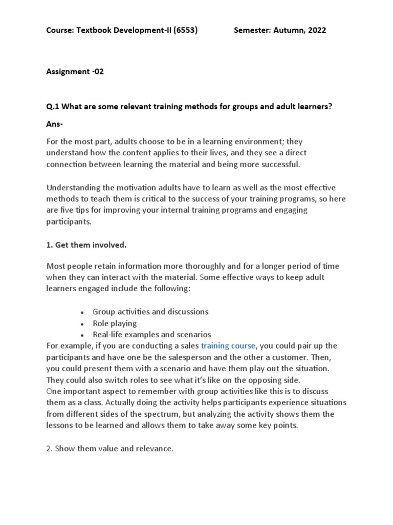 Course: Textbook Development-II (6553) Semester: Autumn, 2022 | PDF ...