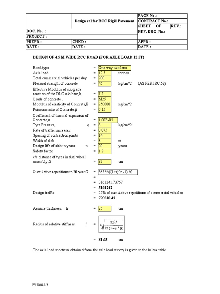 Design Cal For Rigid Pavement | PDF | Stress (Mechanics) | Concrete