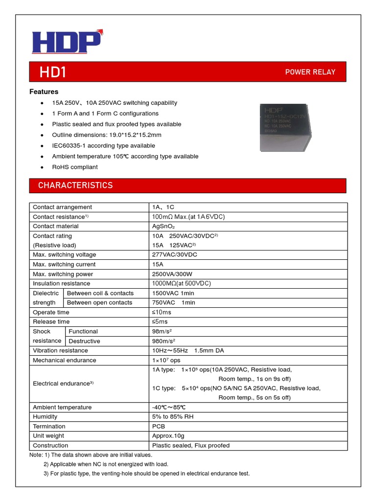 196 HD1 1SZ DC12V | PDF | Resistor | Relay