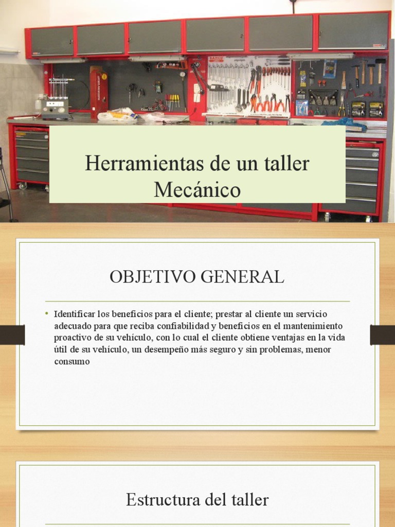 Herramientas De Un Taller Mecánico Pptx Pdf Herramientas Vehículos