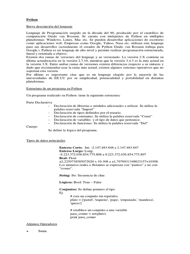 Python - Resumen de Teoria Introduccion A La Informatica | PDF | Python ...