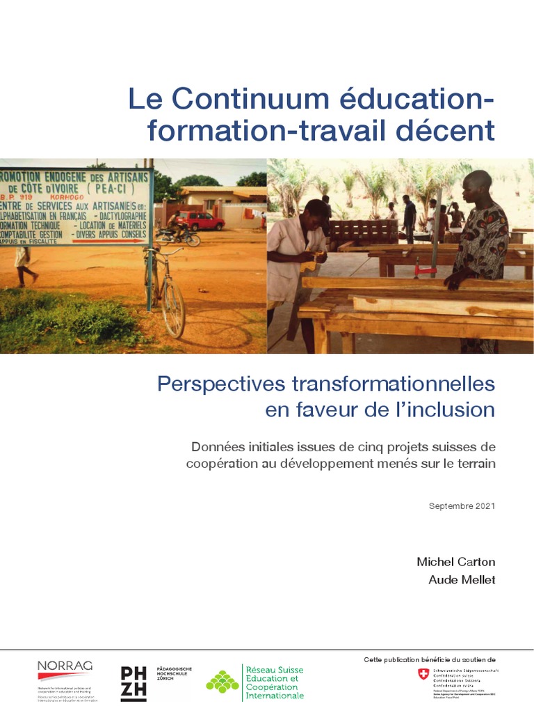 Le Continuum Education Formation Travail Decent Perspectives ...