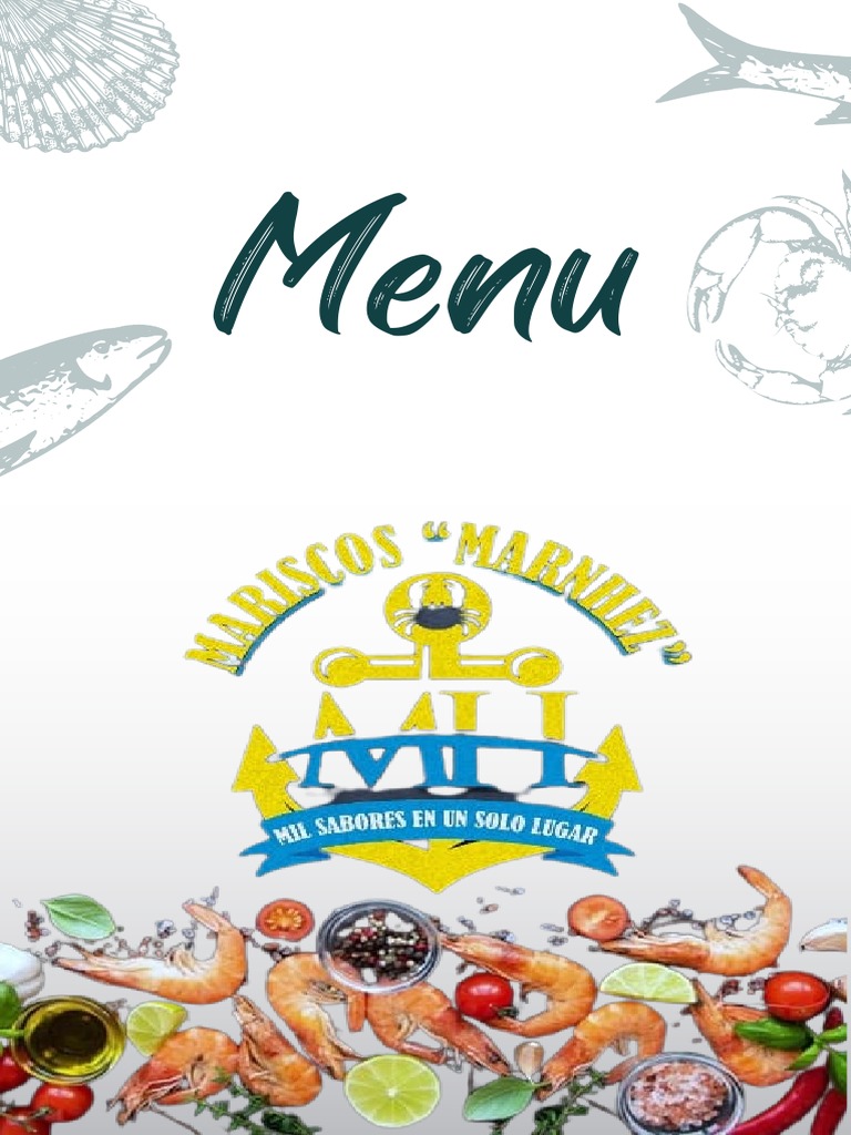 Menu Marisco MARNHEZ | PDF | Mariscos | Cocina norteamericana