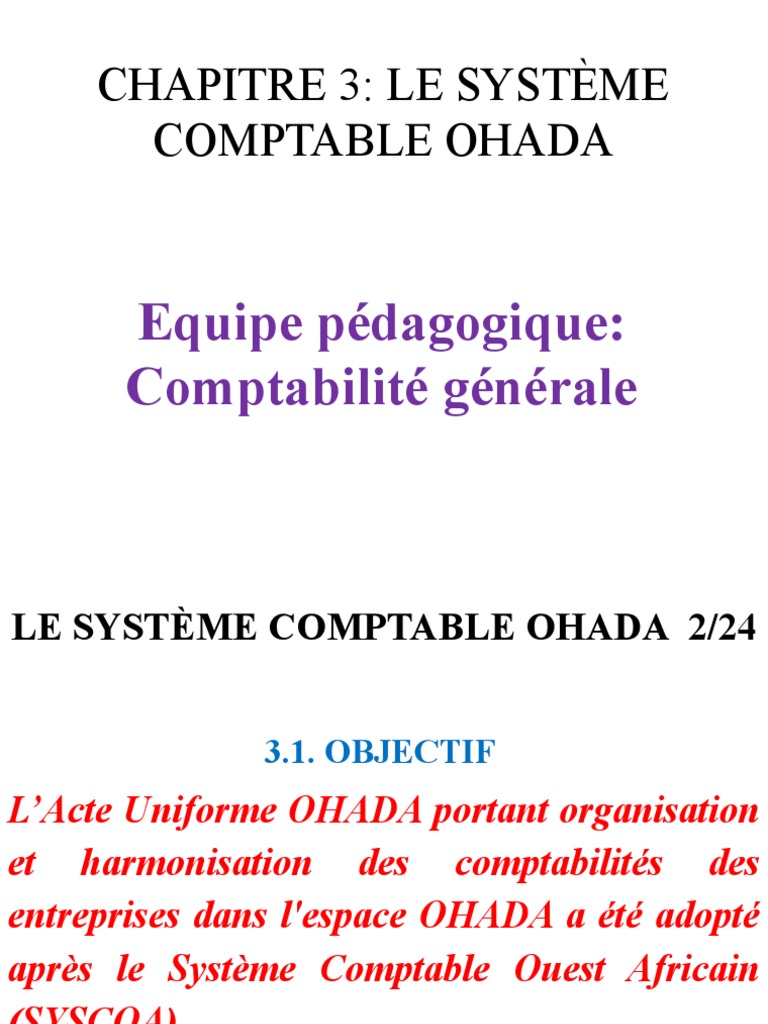 Chapitre 3 - Le Systeme Comptable Ohada | PDF | Comptabilité | Bilan ...