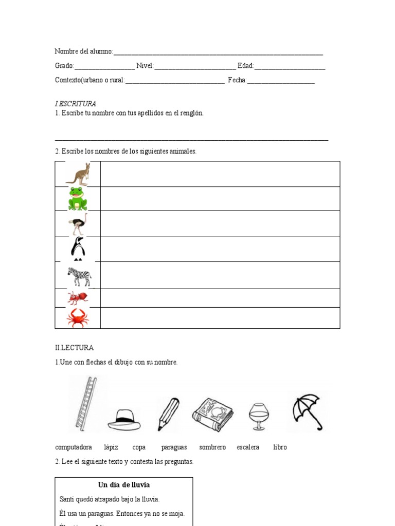 Ejercicios de Lectura y Escritura para Niños | PDF