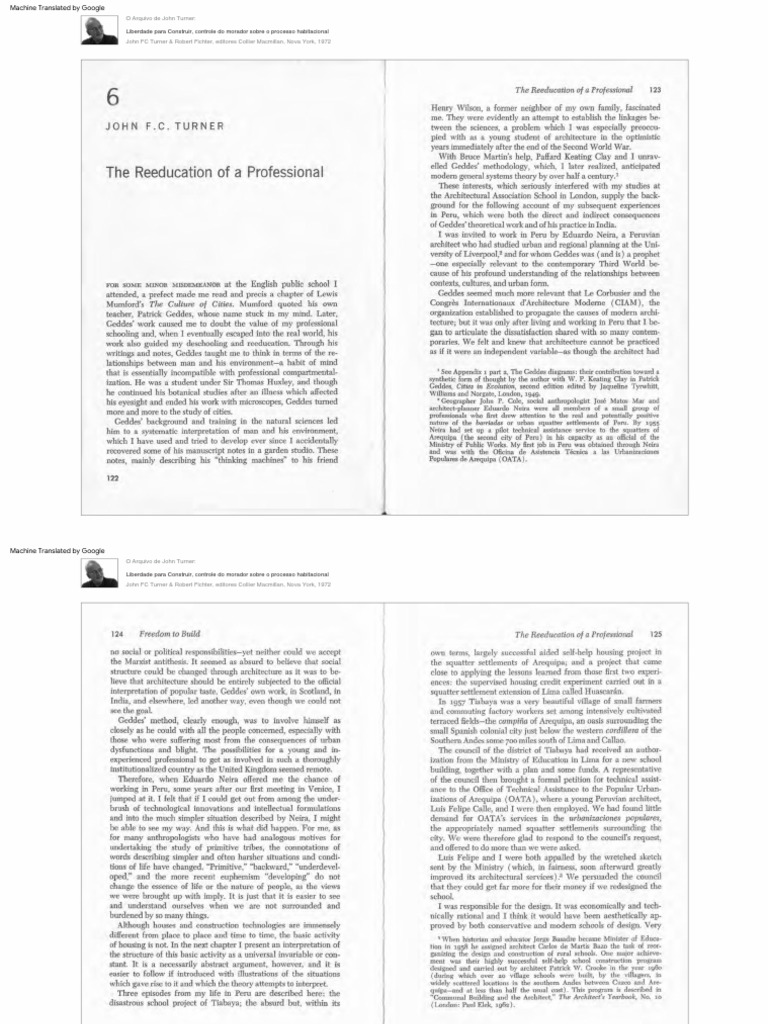 The John Turner Archive: Freedom to Build, Resident Control over the Housing Process | PDF