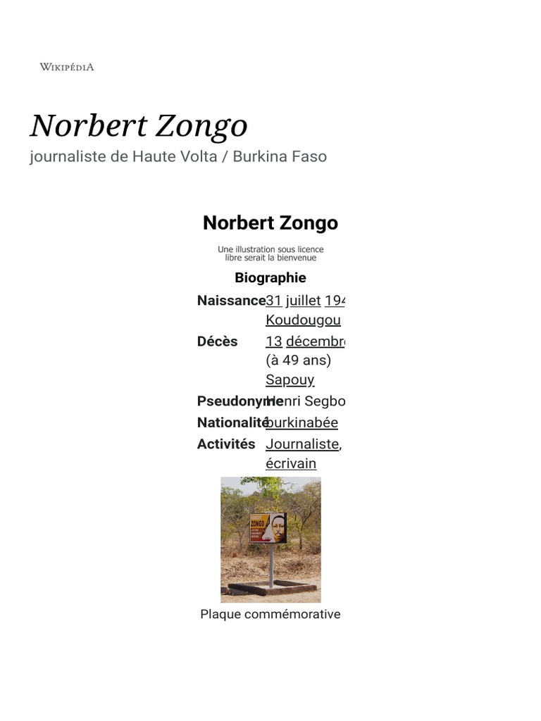 Norbert Zongo - Wikipédia PDF | PDF