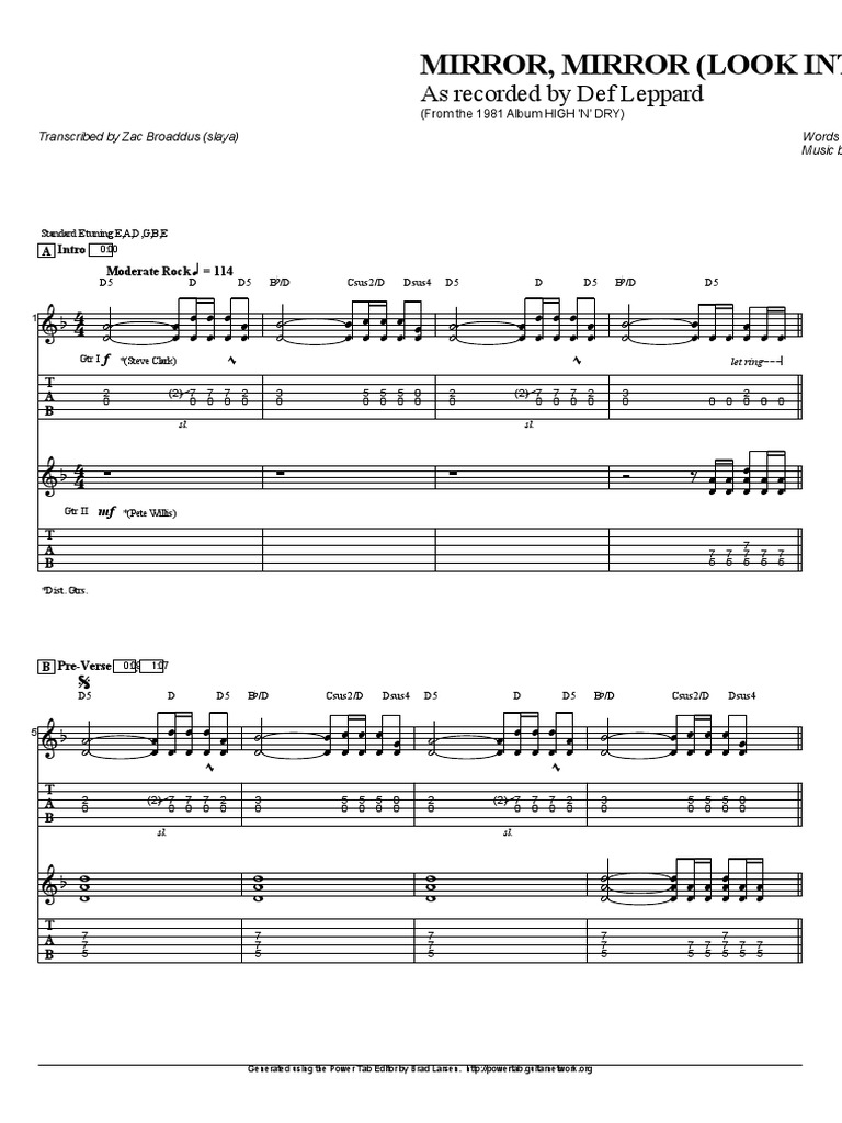 Def Leppard - Mirror Mirror PDF | PDF | British Music | English Music ...