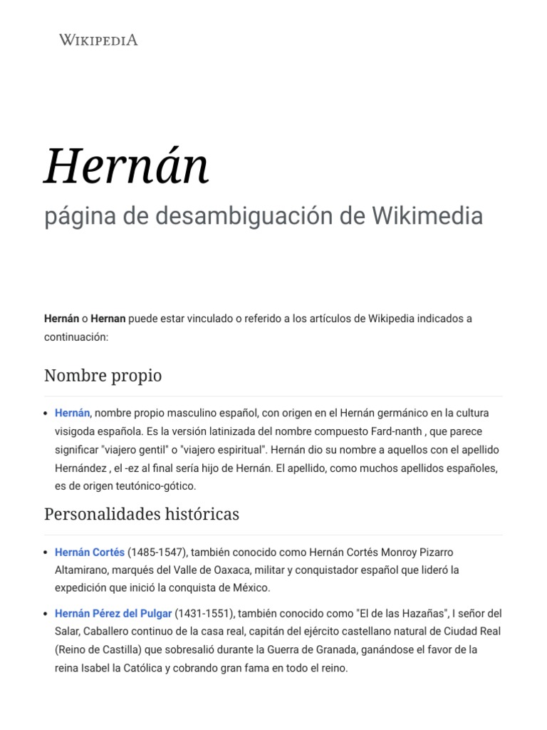 Biografías y referencias de personas y lugares con el nombre Hernán | PDF