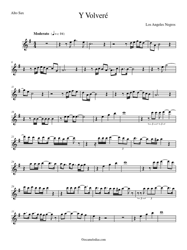 Y Volvere - Los Angeles Negrosx - Alto Sax | PDF