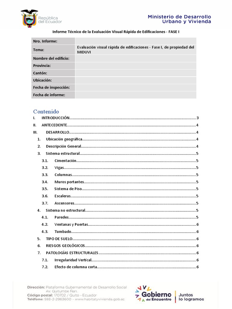Anexo 3. Formato - Informe Técnico de Inspección Visual Estructural | PDF