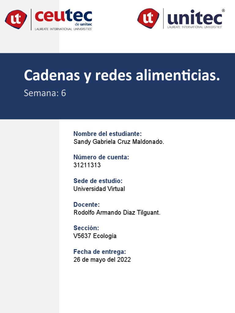 S6 - Tarea 6.1 - Cadenas y Redes Alimenticias - Sandy Cruz - 31211313 | PDF