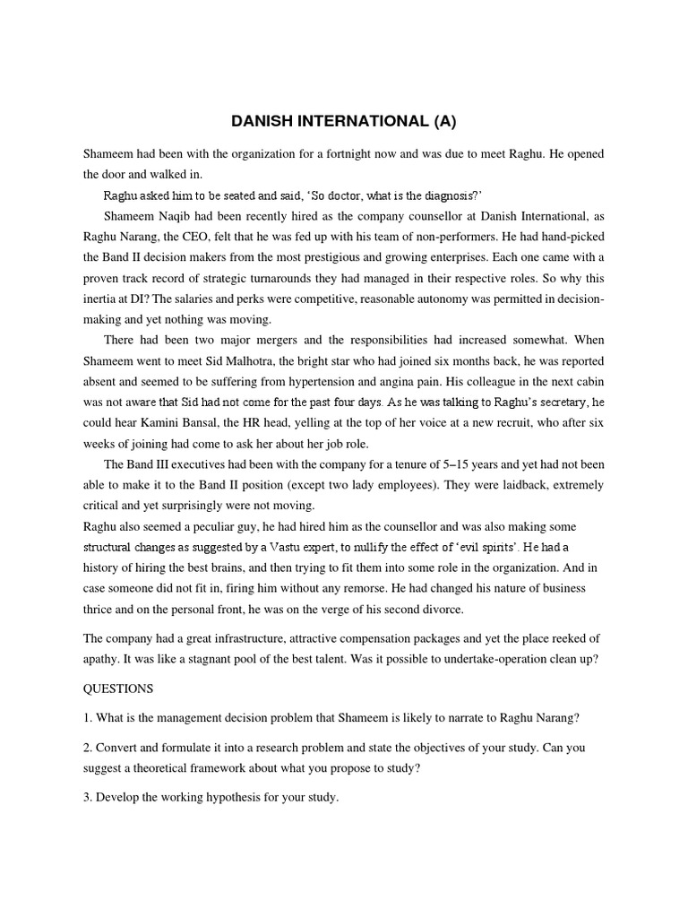 DANISH INTERNATIONAL-case Study | Download Free PDF | Cognition