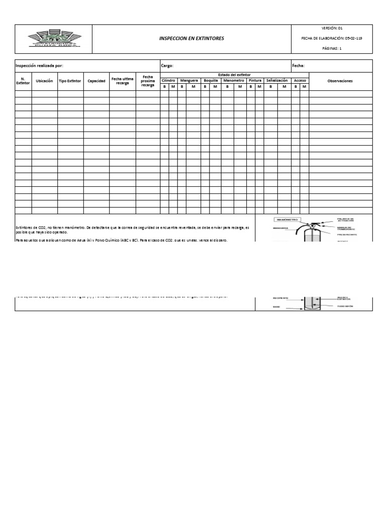 Formato Inspeccion de Extintores | PDF Formato Inspeccion de Extintores | PDF