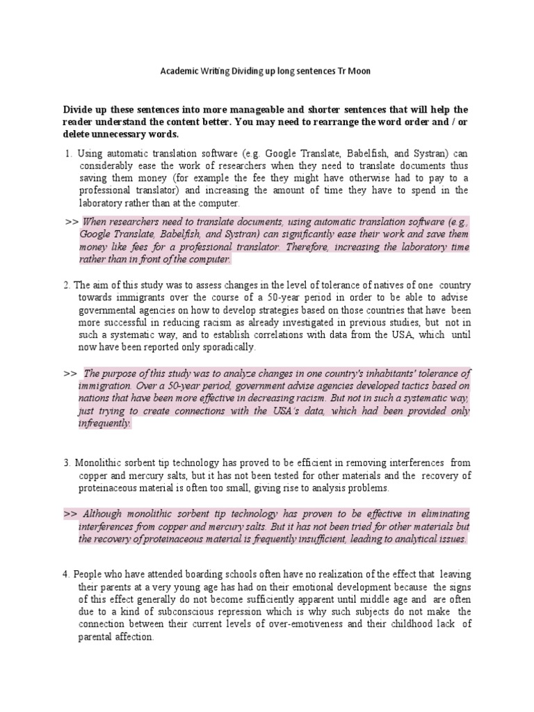 Dividing Up Long Sentences | PDF | Anxiety | Anger