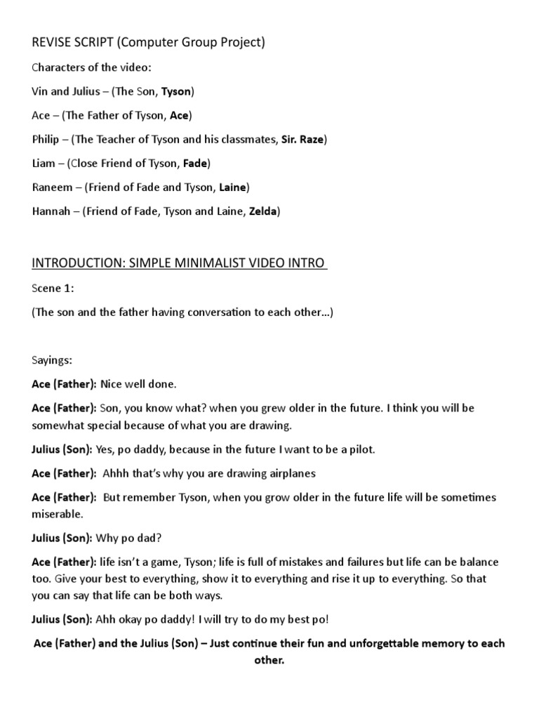 Computer 8 (Project) Script | PDF