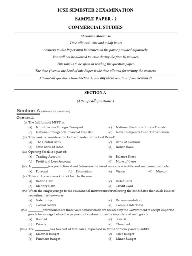 Commercial Studies (Sem-2) 2022 Set - 2 | PDF | Debits And Credits ...