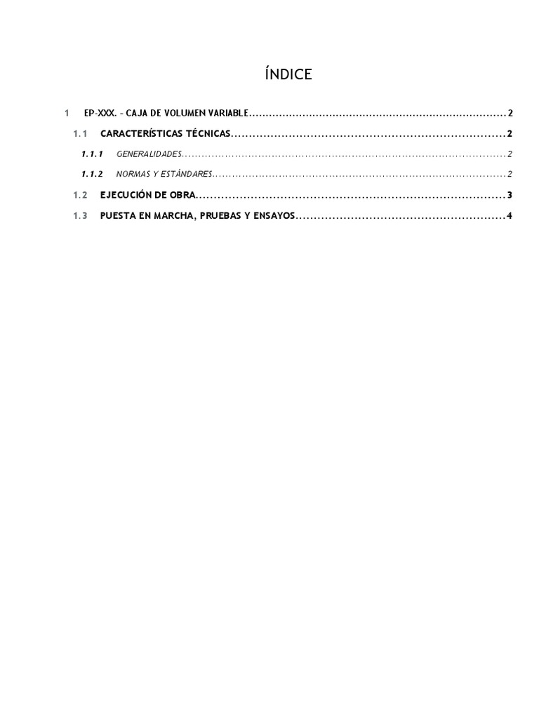 Caja de Volumen Variable: Especificaciones y Pruebas | PDF