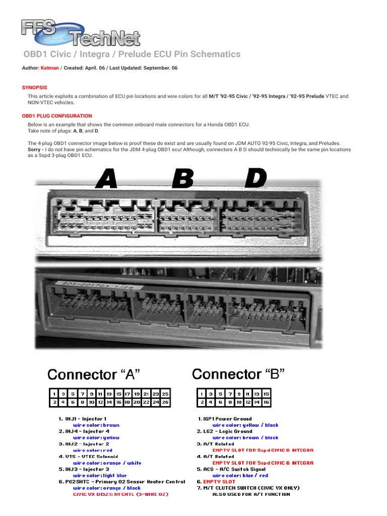 FFS TechNet - OBD1 ECU Pin Out Schematics - . | PDF