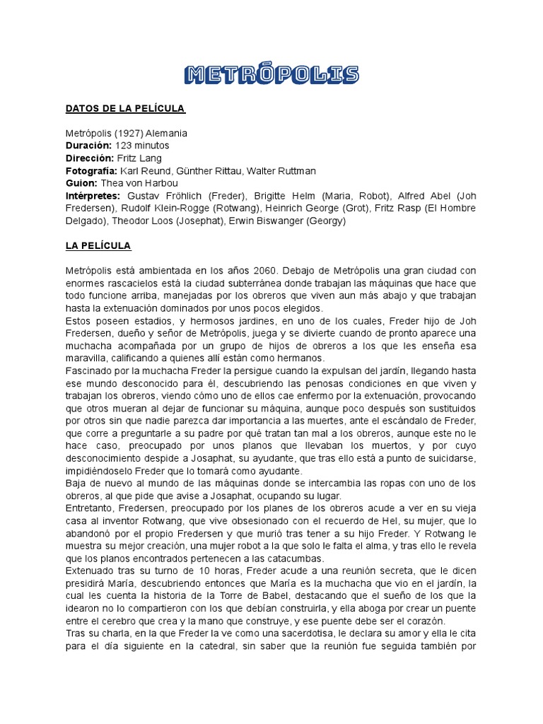 Metrópolis PDF | PDF