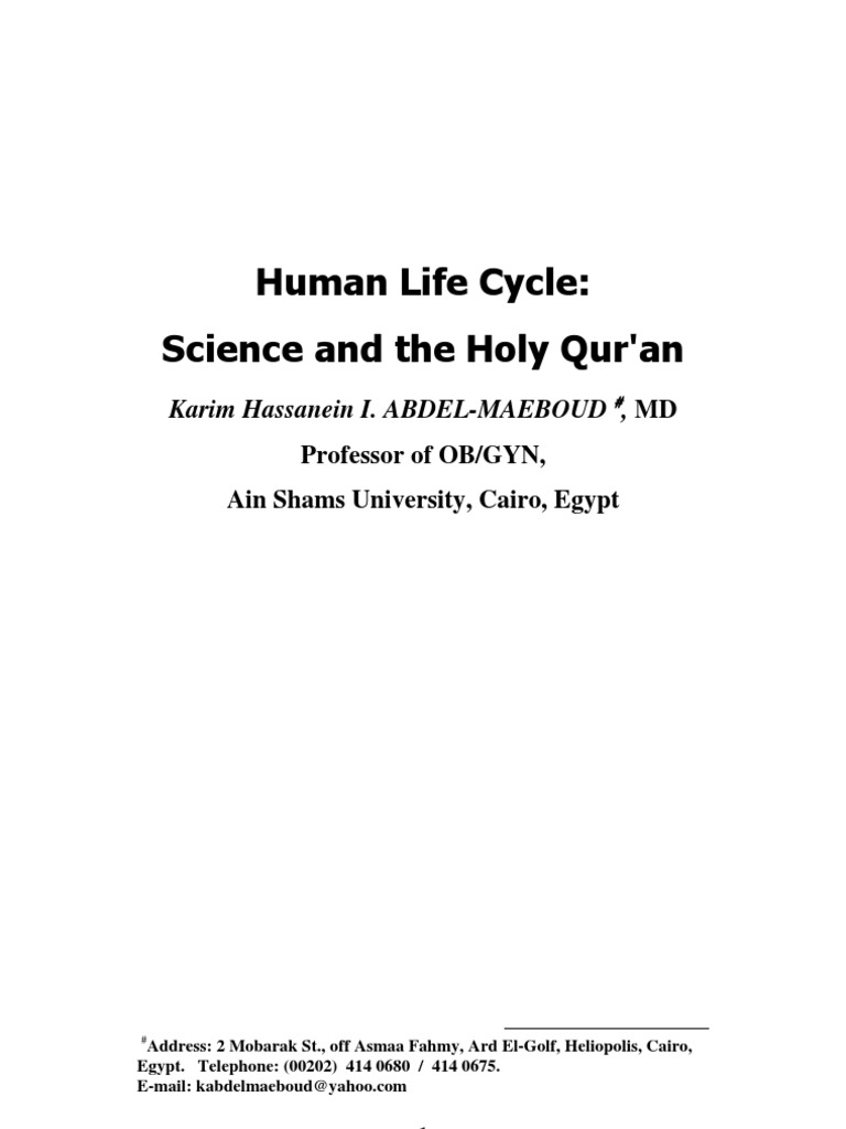 Human Life Cycle in Holy Quran | PDF | Ploidy | Meiosis