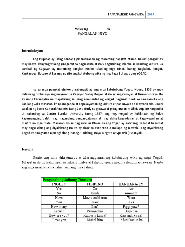Morpolohiya-at-Ponolohiya-ng-Wika-ng-Yoagd | PDF