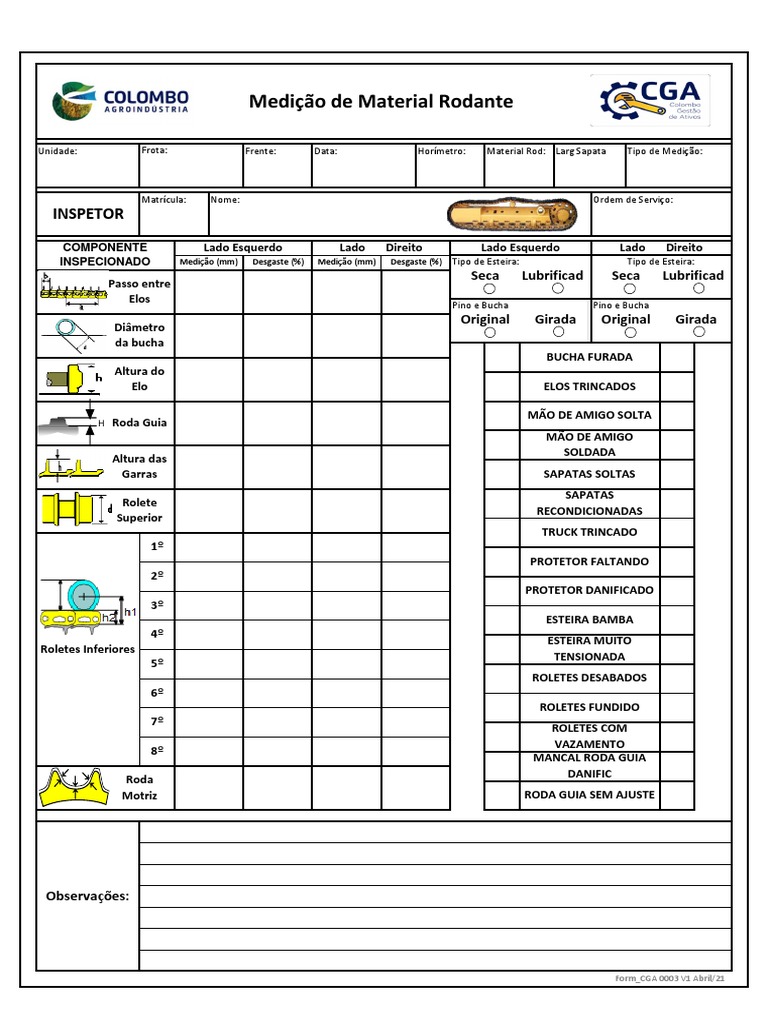 Form - Cga 00003 - Medições Material Rodante | PDF