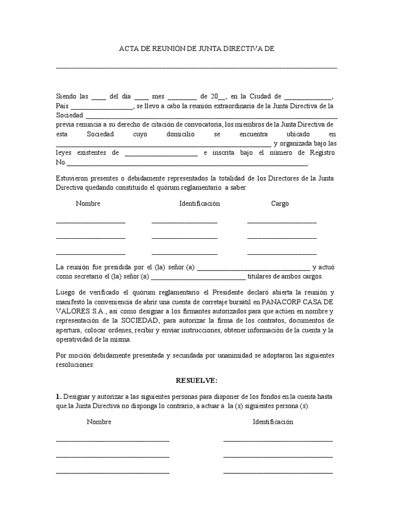 Acta de Reunion de Junta Directiva | PDF | Gobierno