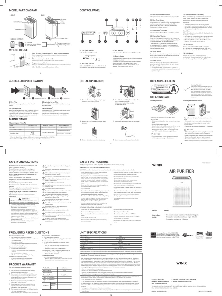 Winix AM90 - User-Manual - 211001 | PDF | Ac Power Plugs And Sockets ...