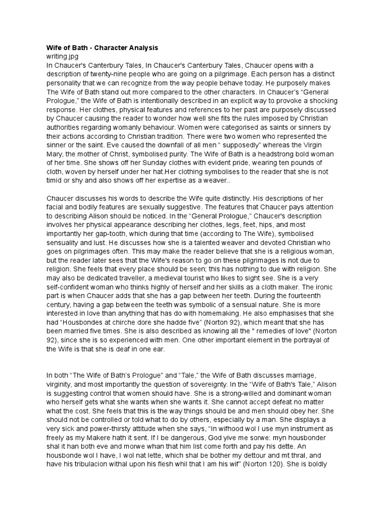 Wife of Bath - Character Analysis | PDF | The Canterbury Tales