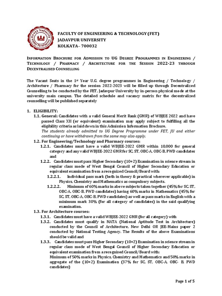 Ug Admission Brochure | PDF | University And College Admission | Payments