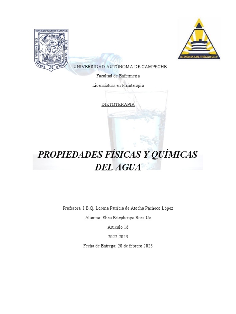 Propiedades Físicas y Químicas Del Agua | PDF