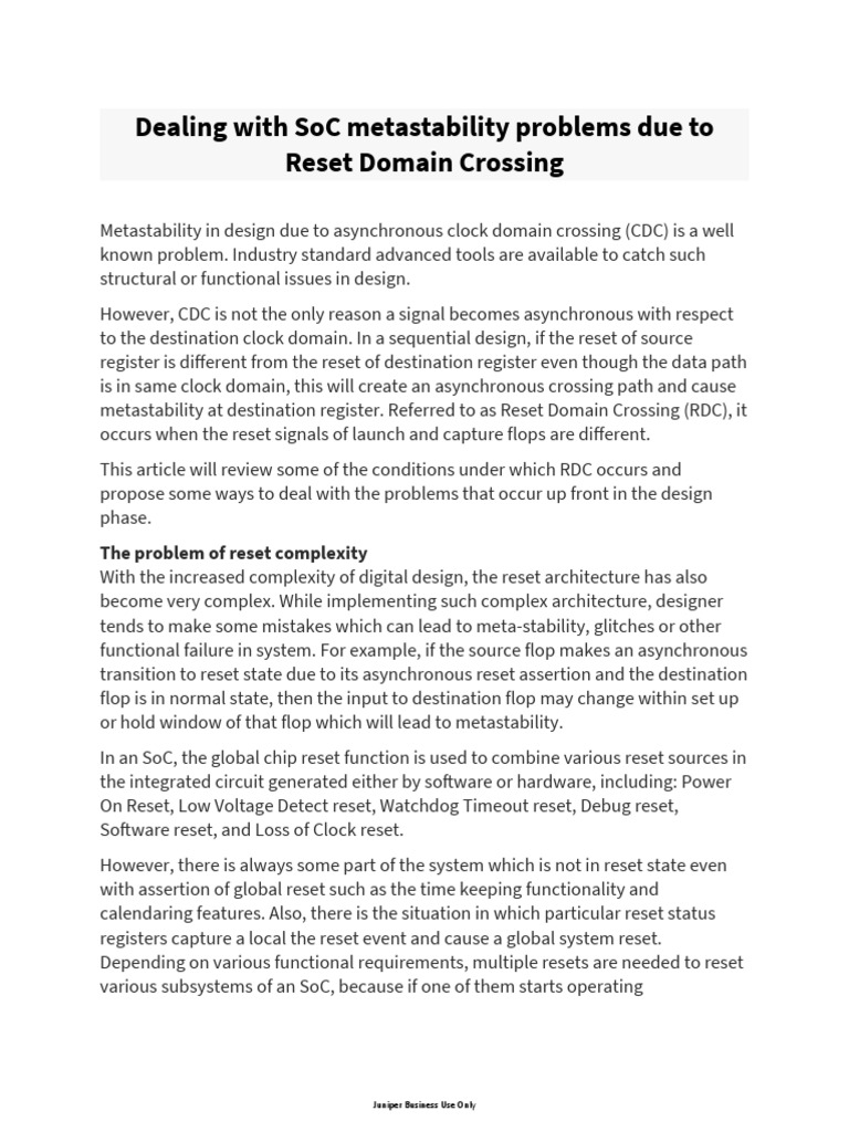 Dealing With SoC Metastability Problems Due To Reset Domain Crossing | PDF | Computer Hardware ...
