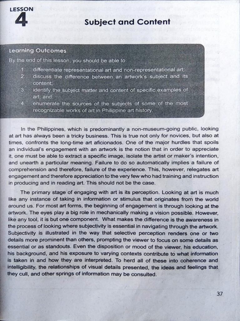 Lesson 4 Subject and Content Ge 106 - Art Appreciation | PDF | Abstract ...