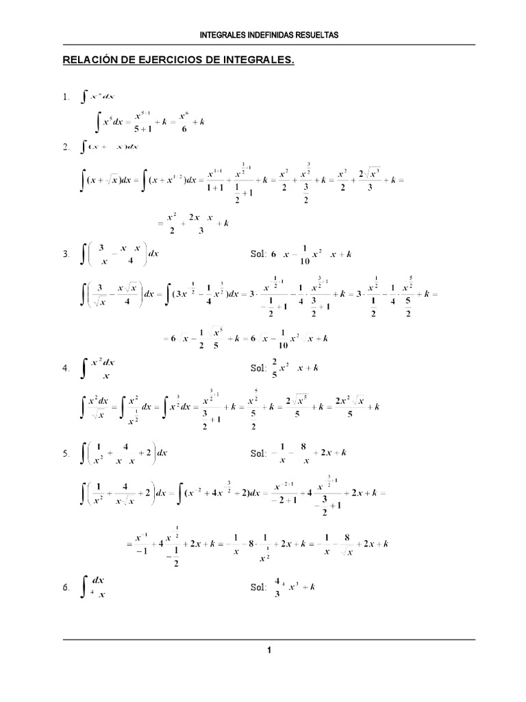 Integrales Indefinidas Resueltas 02 | PDF | Integral | Matemáticas