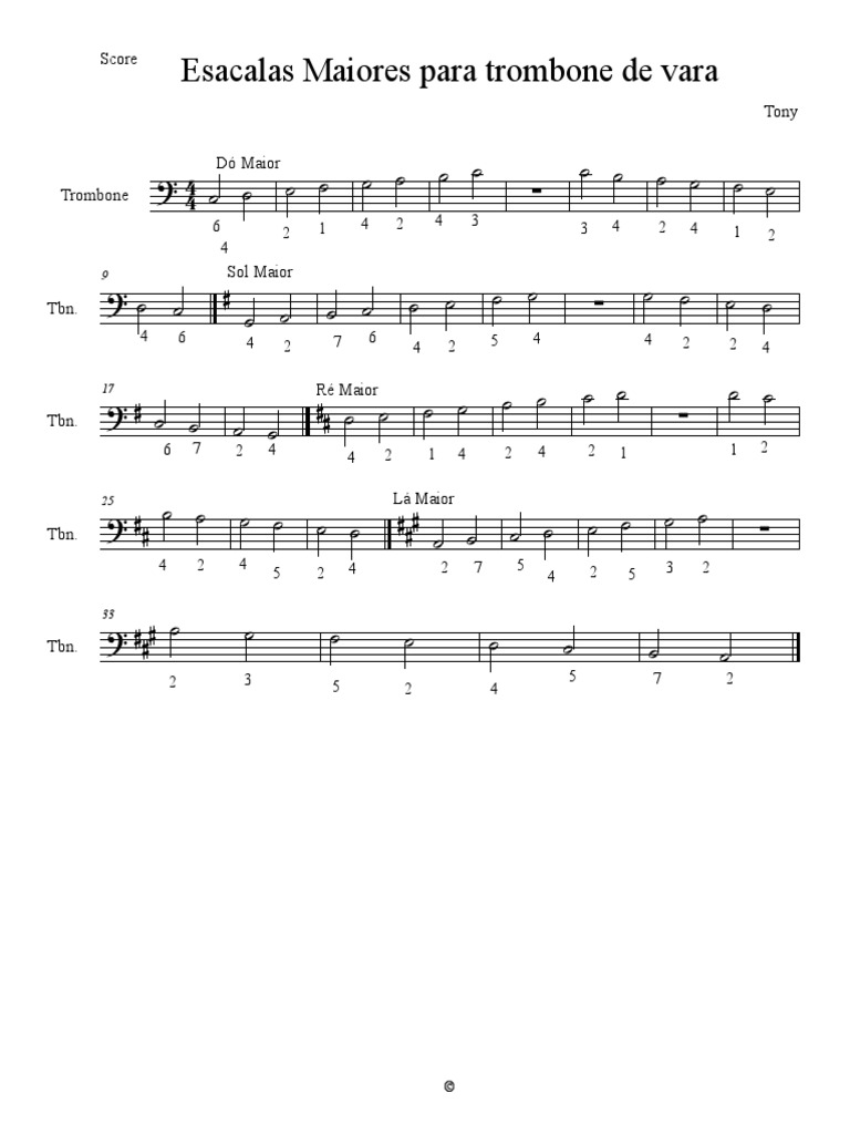 Exercícios basicos-EScalas Maiores-Trombone PDF | PDF