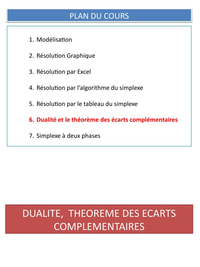 Dualité et Algorithmes en Programmation Linéaire | PDF | Optimisation ...