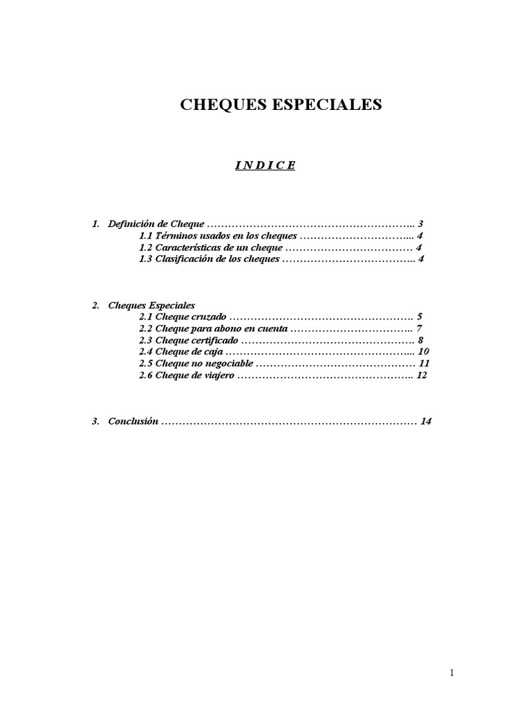 Guía de Cheques Especiales | PDF | Cheque | Bancos