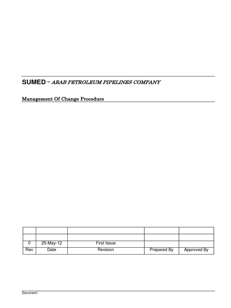 SUMED Management of Change Procedure | PDF | Evaluation | Hazards