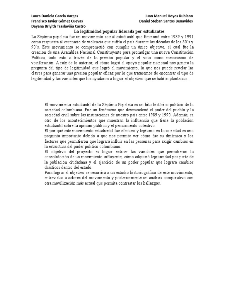 La Legitimidad Popular Liderada Por Estudiantes | PDF