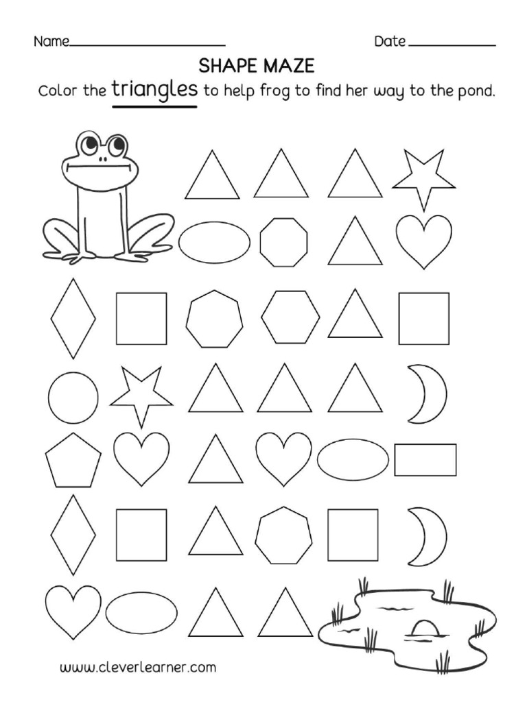 Preschool Triangle Shape Maze Activity Worksheets PDF | PDF