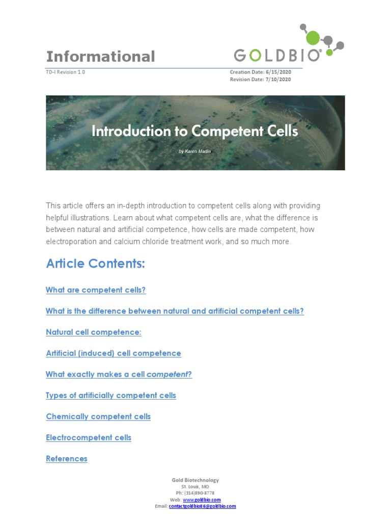 Competent Cell - PDF Version | PDF