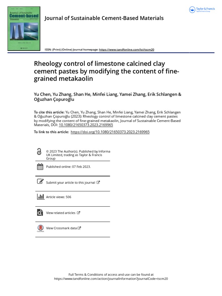 Rheology Control of Limestone Calcined Clay Cement Pastes by Modifying ...